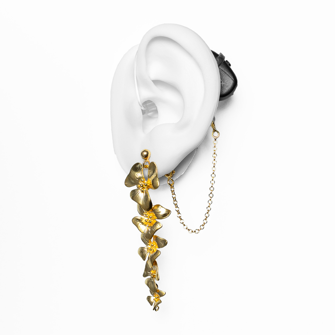 Lida's Orchid Gold - Hearing Aid Jewelry | DEAFMETAL® Hearing Jewelry