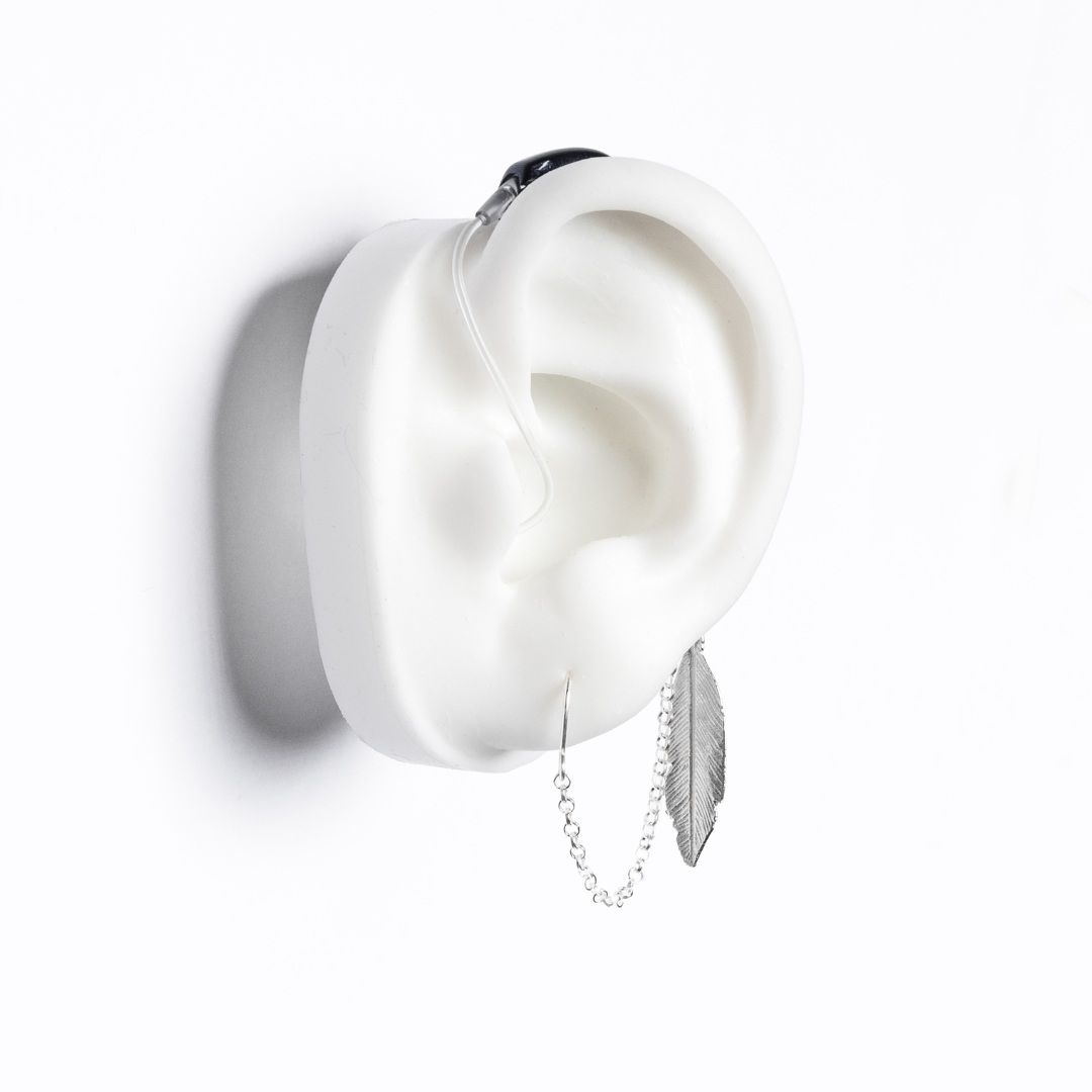 Lonely Feather - Hearing Aid Jewelry | DEAFMETAL® Hearing Jewelry